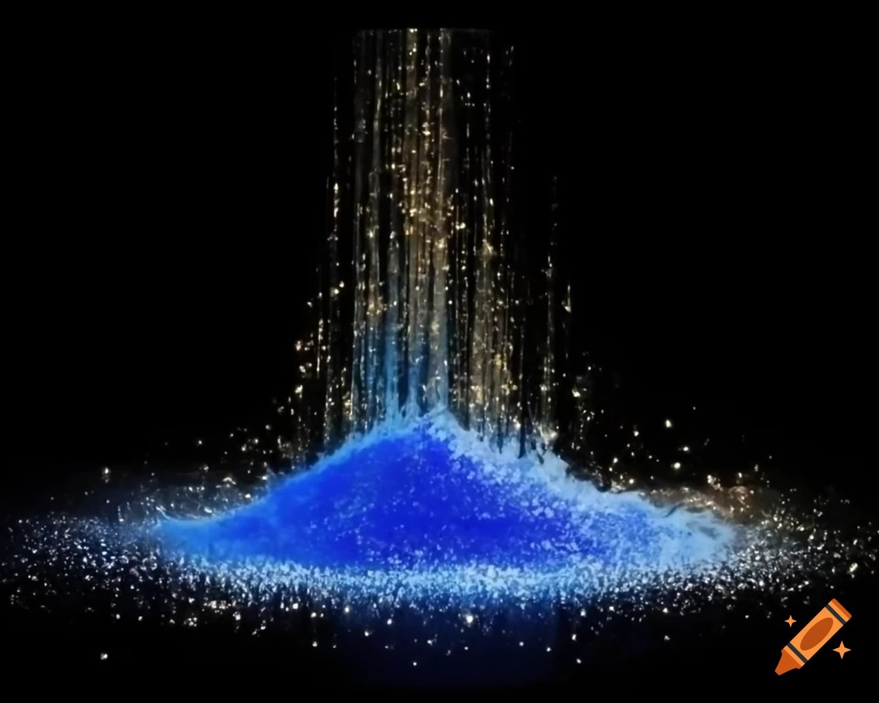 Sparkling blue fairy dust with gold and silver highlights in storybook style on Craiyon