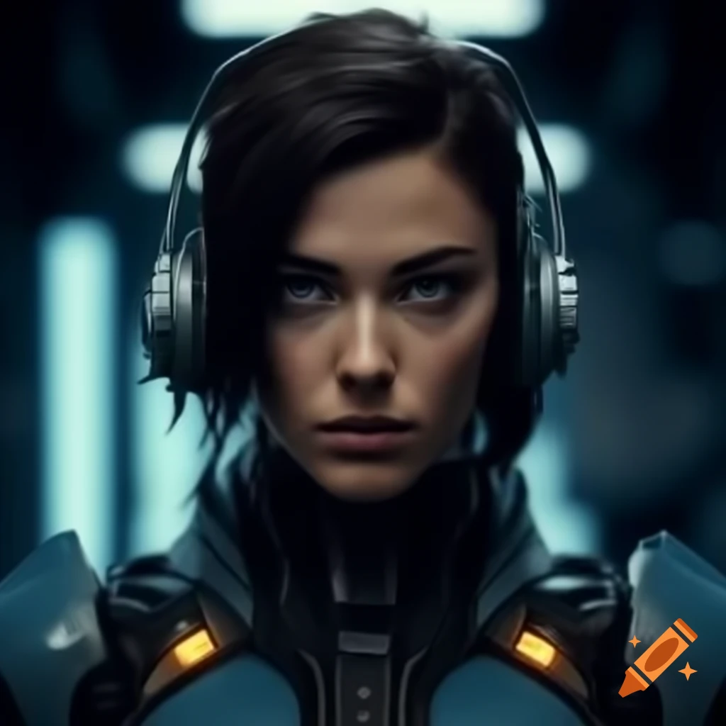 Futuristic female rebel fighter with rough appearance on Craiyon