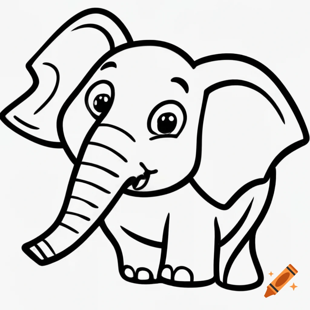 Cartoon elephant outlines for coloring activity on Craiyon