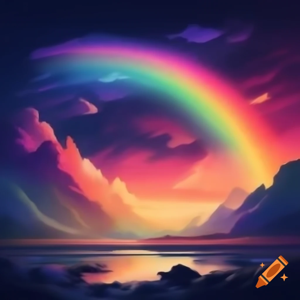 Vibrant rainbow digital art on Craiyon
