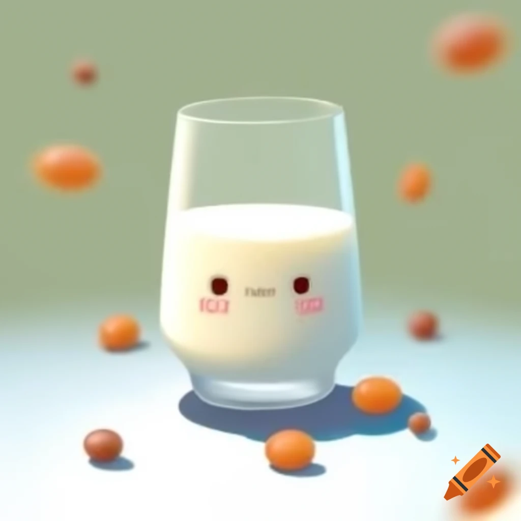 Cartoonish depiction of white lassi with dry fruits on Craiyon