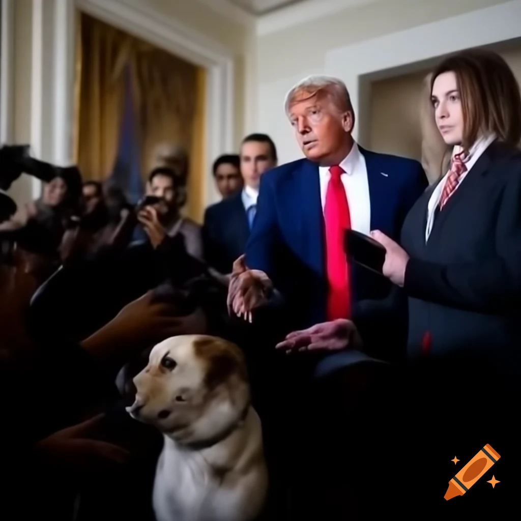 Donald trump discussing dog ownership at press conference with ...