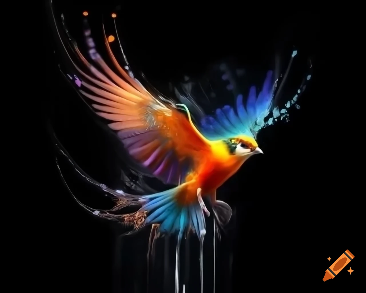 Brightly colored bird with dark background, showcasing vivid colors on ...