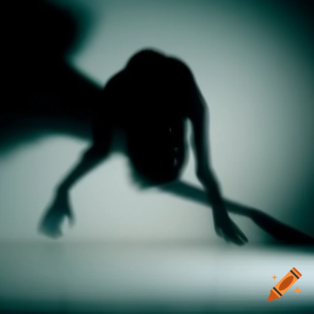 Shadow resembling a fallen angel on white background on Craiyon
