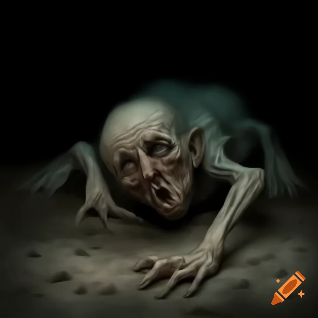 Grotesque creature in dark surroundings on Craiyon