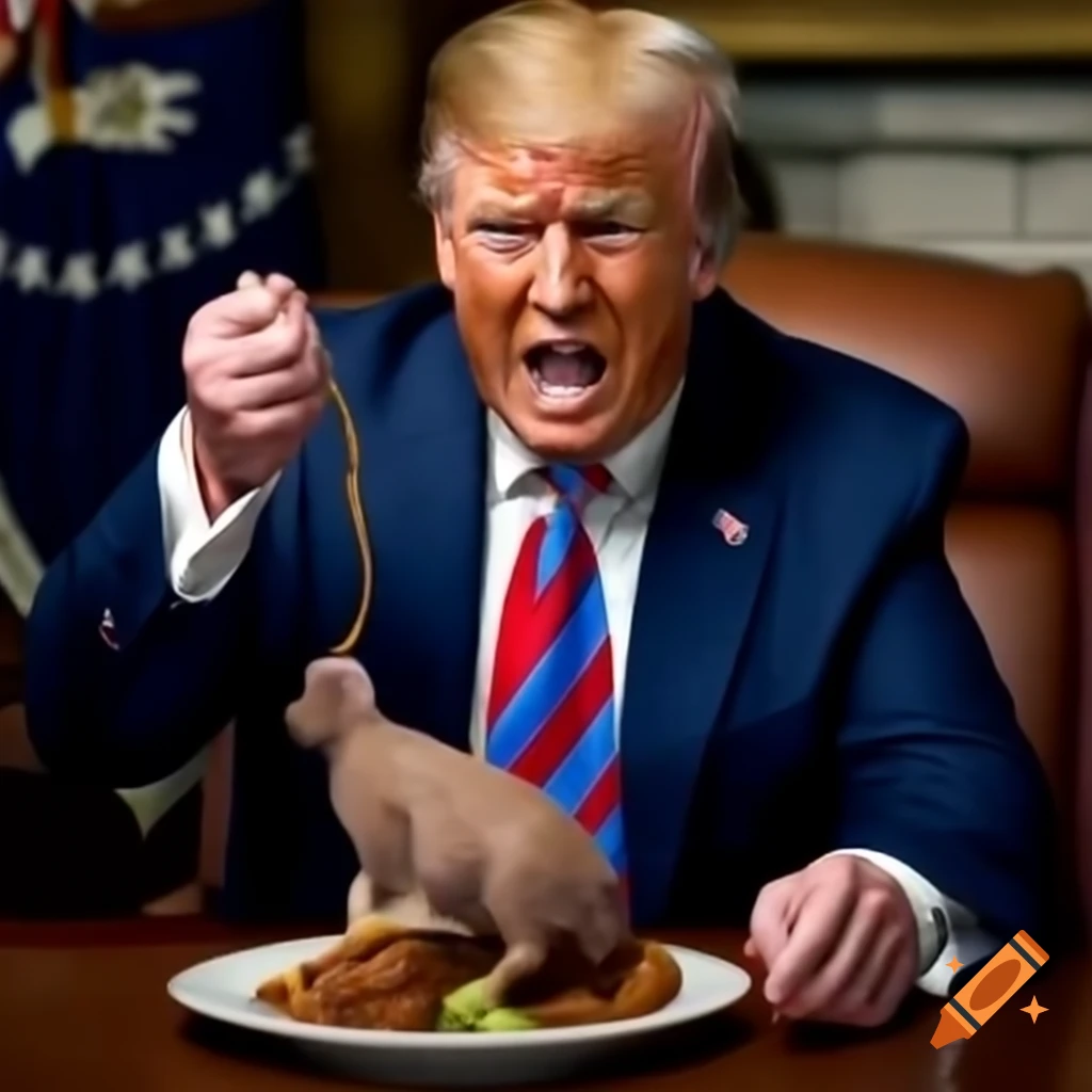 Donald Trump enjoying a meal of lamb on Craiyon