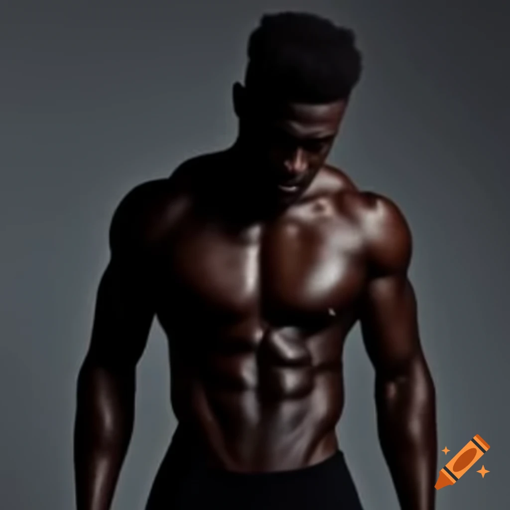 Athletic black man with an oily appearance on Craiyon