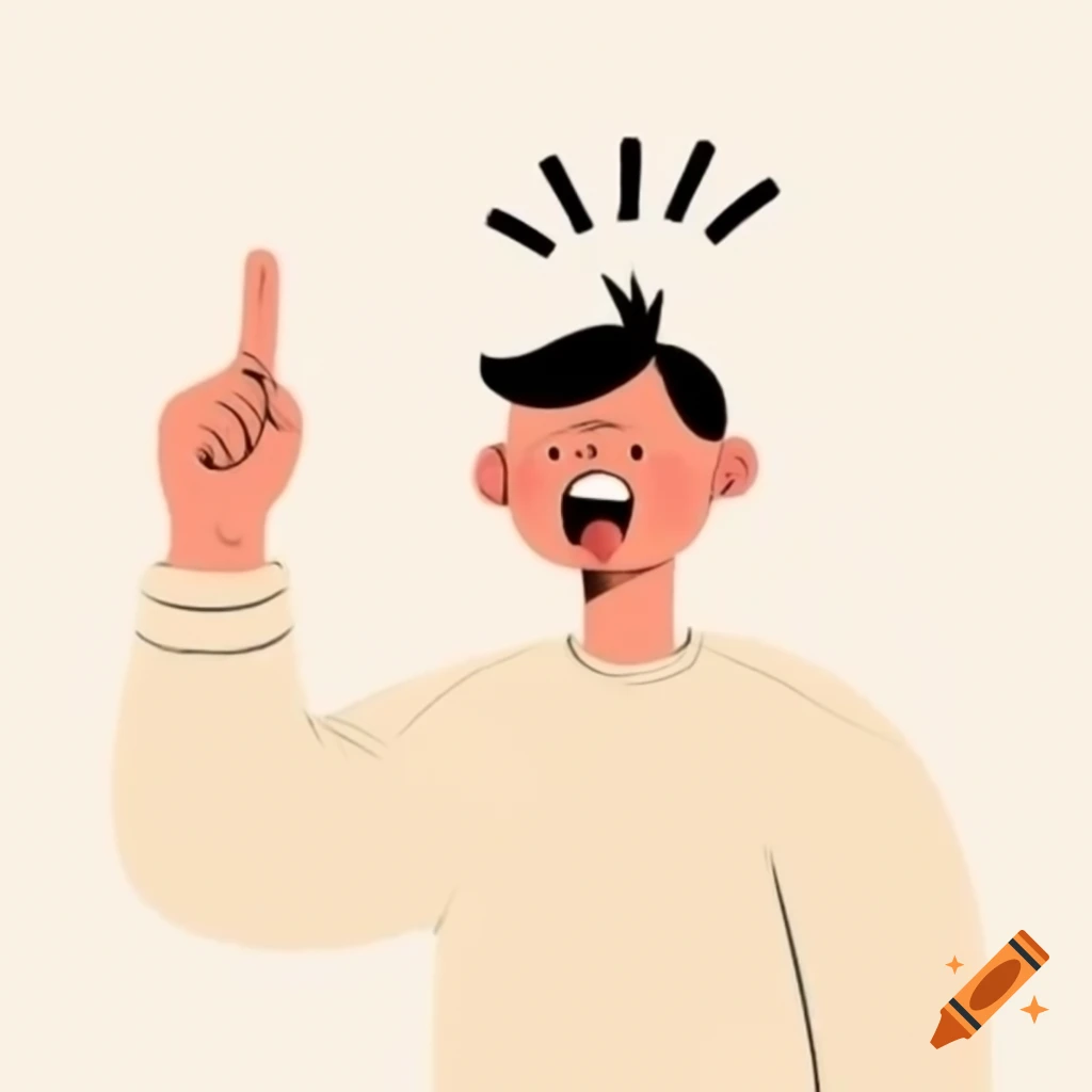 Cartoon character checking wind direction by licking finger on Craiyon