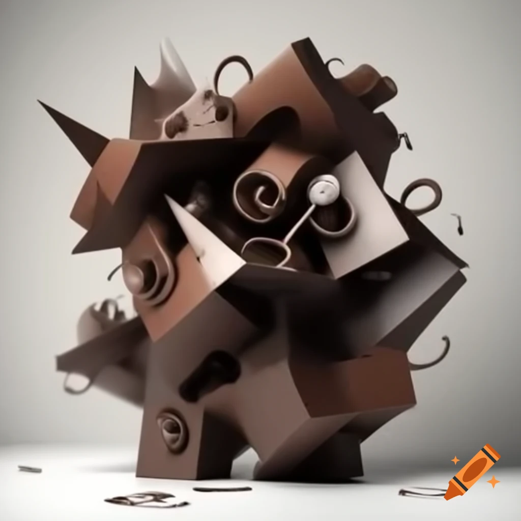 Abstract sculpture with sharp edges and hooked portions on Craiyon