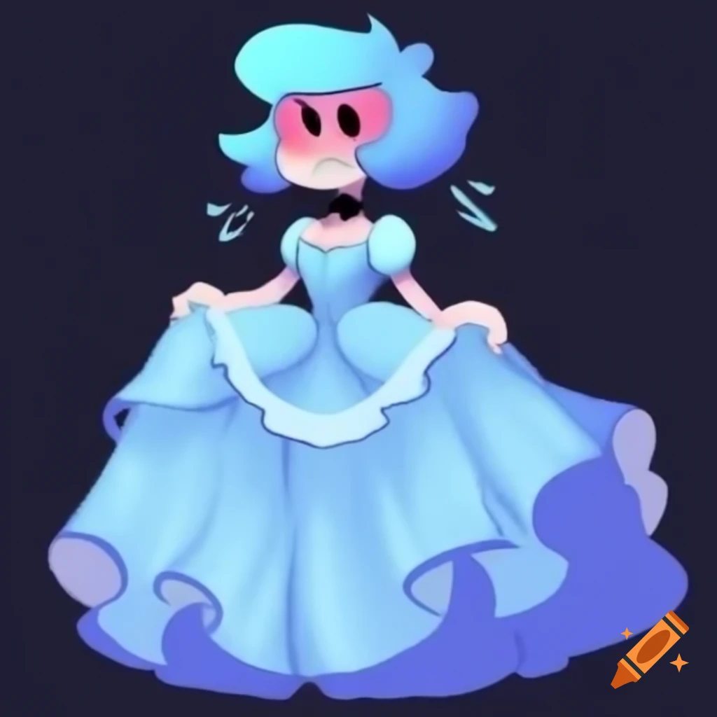 FNF Boyfriend in Cinderella-inspired gown with sparkles and light blue ...