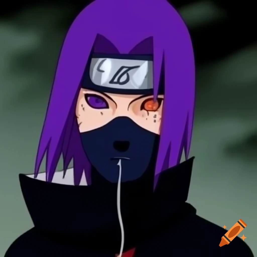 Purple-haired ninja character with lightning symbol and Jougan eyes ...