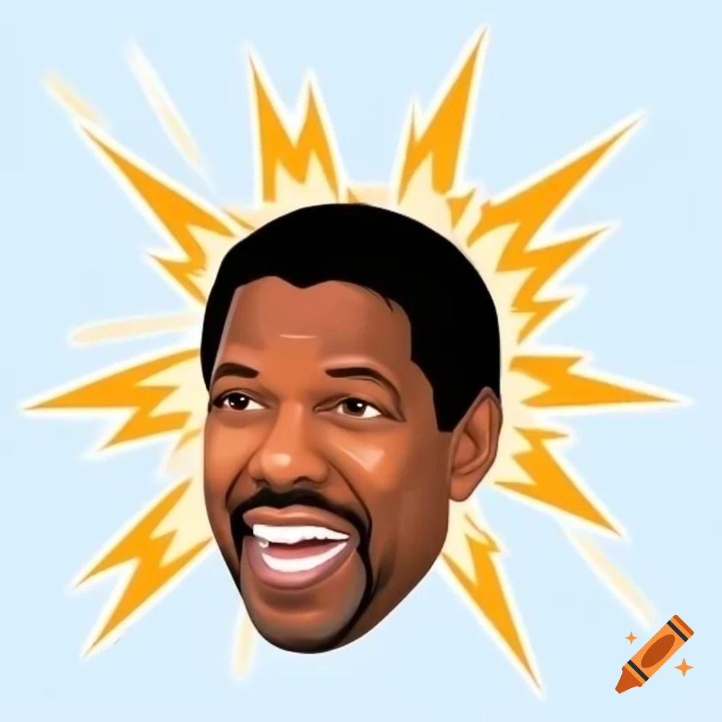 Cartoon rendering of Denzel Washington's head laughing on white ...