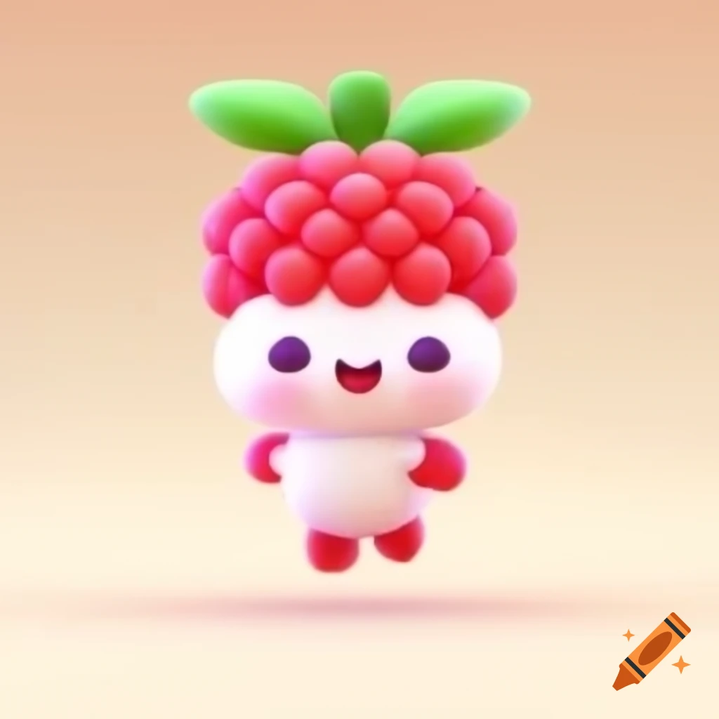 Kawaii 3d animated dancing white raspberry bobblehead on Craiyon