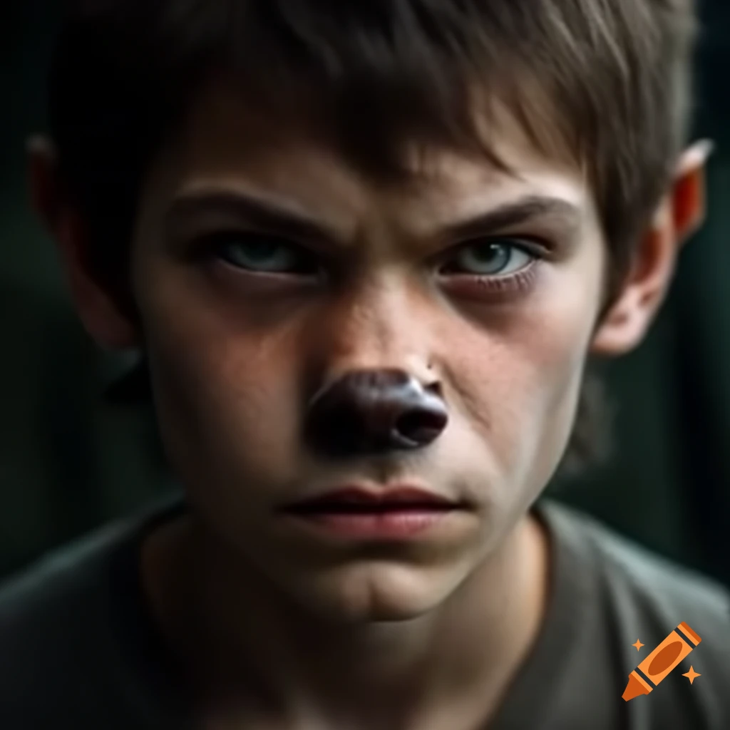 Young guy with werewolf-inspired nose and snout on Craiyon