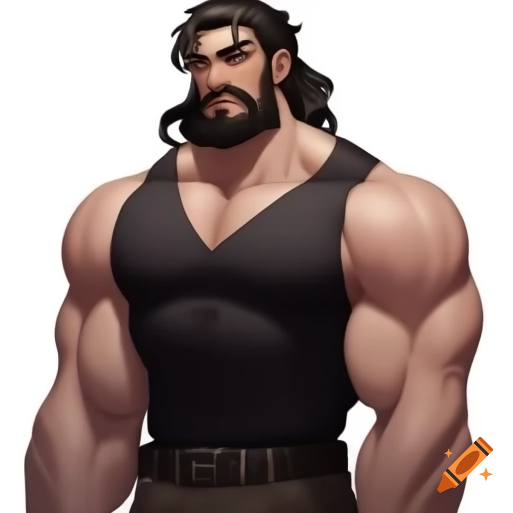 Muscular male character in high-resolution digital art with broad ...