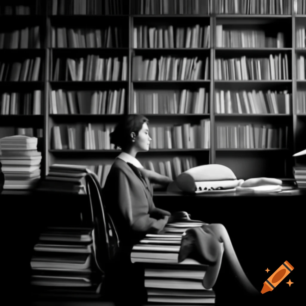 Young woman in faa uniform sitting at desk surrounded by books and ...