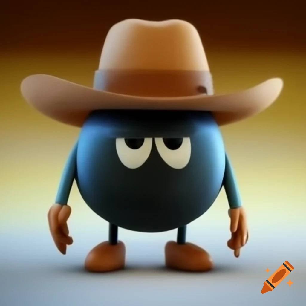 Blob character wearing a cowboy hat on Craiyon