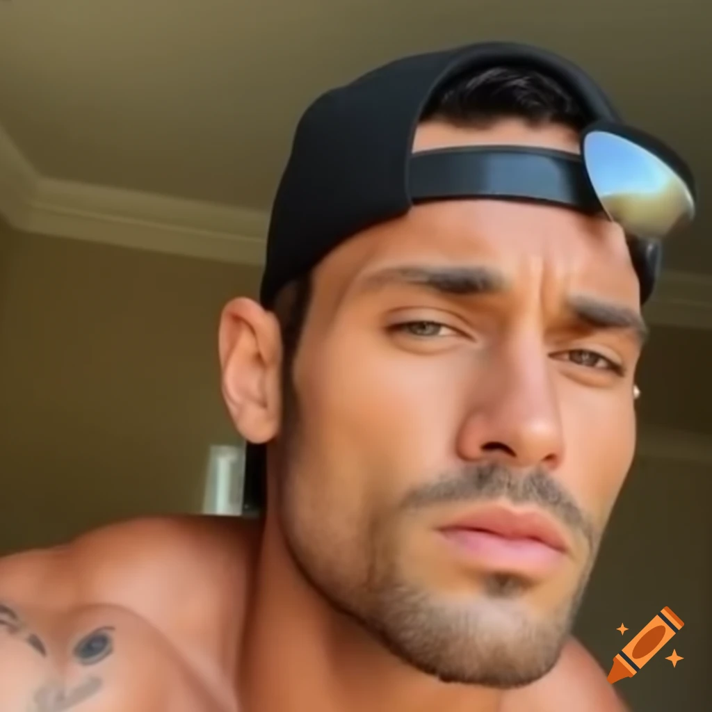 Brawny man taking mirror selfie with an attractive and intimidating ...