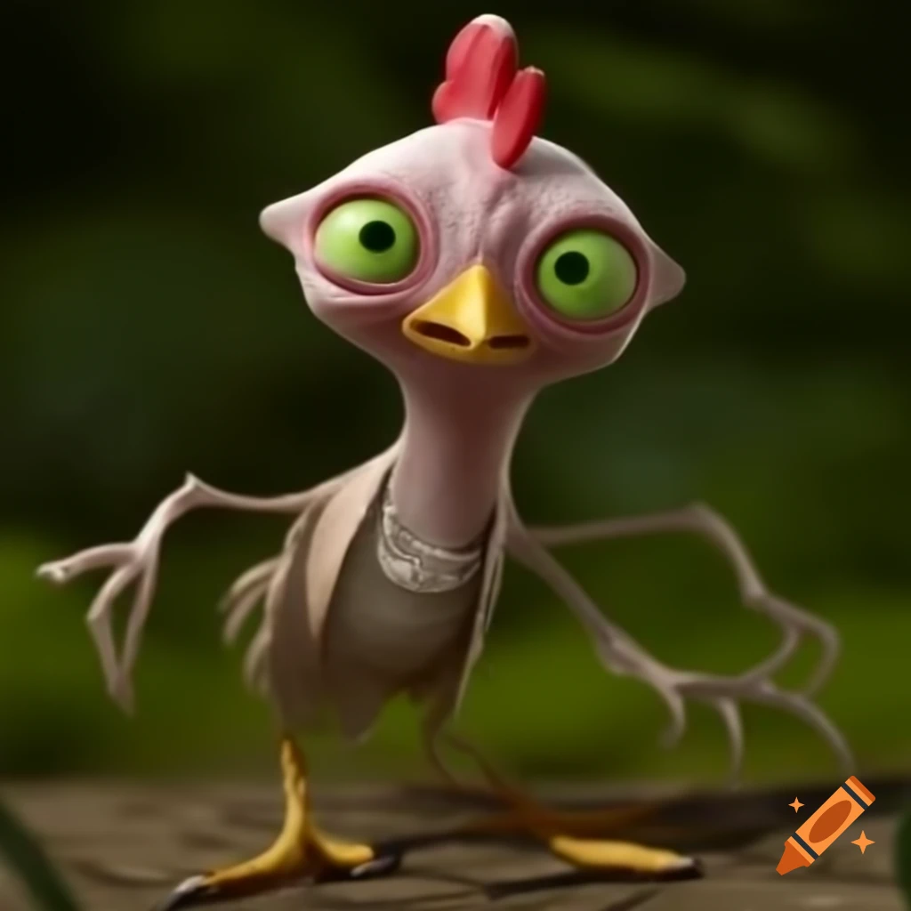 Creative depiction of an alien chicken on Craiyon