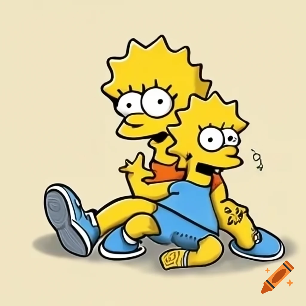 Lisa simpson mascot comforting a scared boy on Craiyon