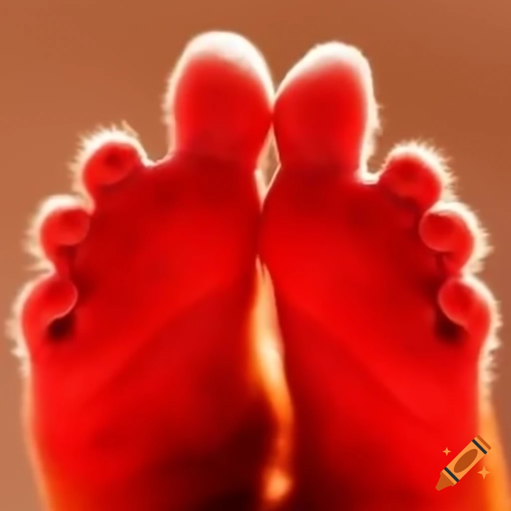 Close-up of Clifford the big red dog's feet on Craiyon