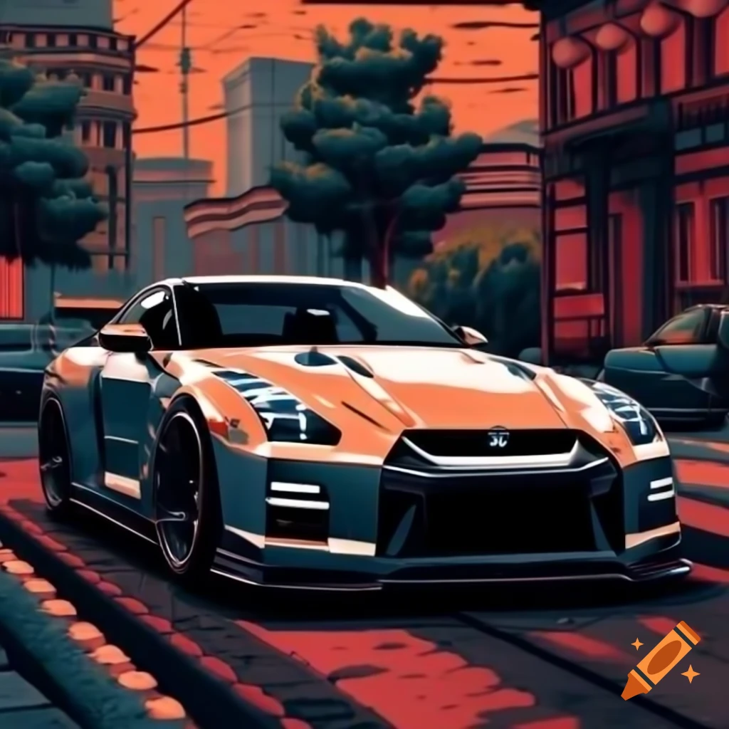 Nissan GTR R32 depicted in pixel art style in Moscow on Craiyon