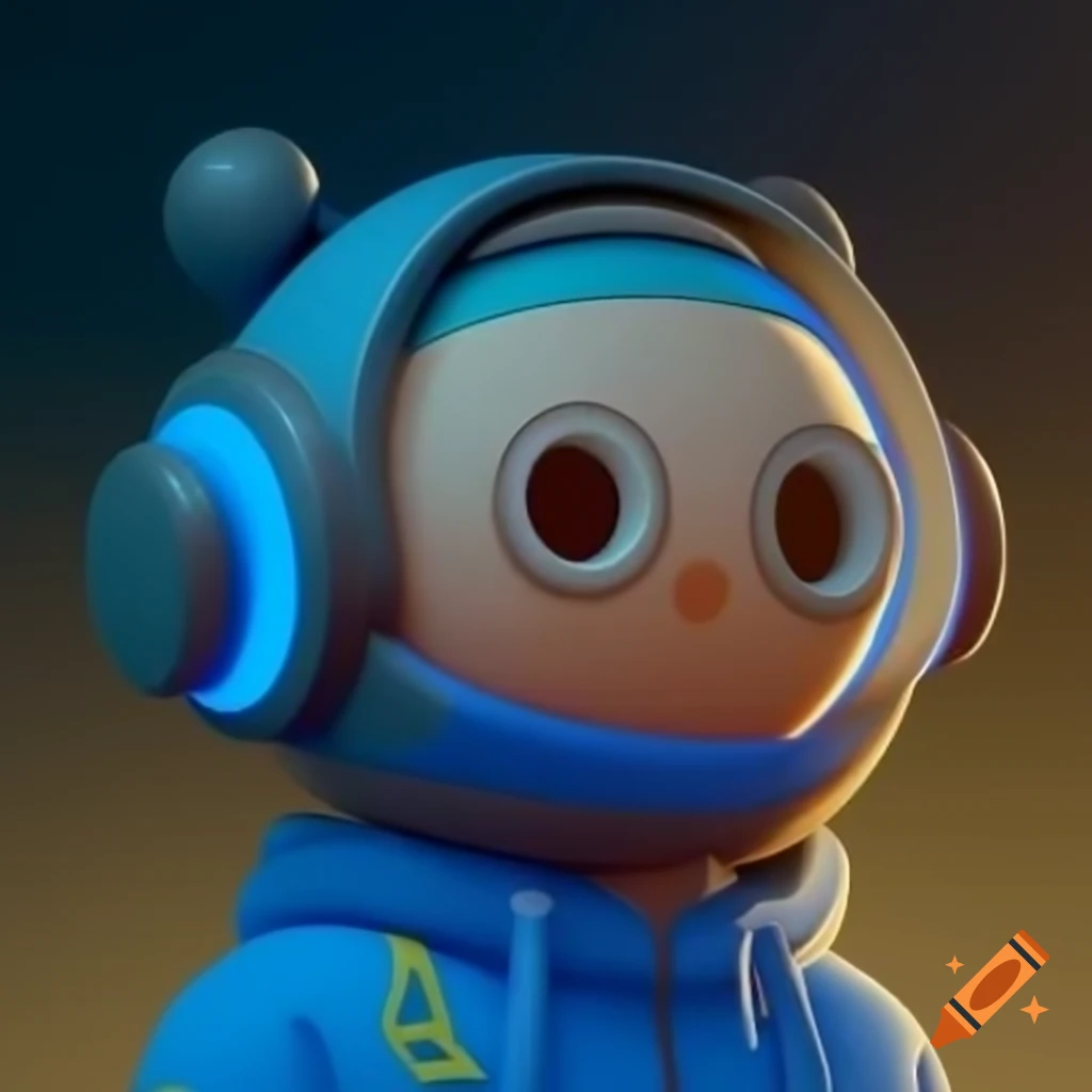 Futuristic cartoon character with round shape on Craiyon