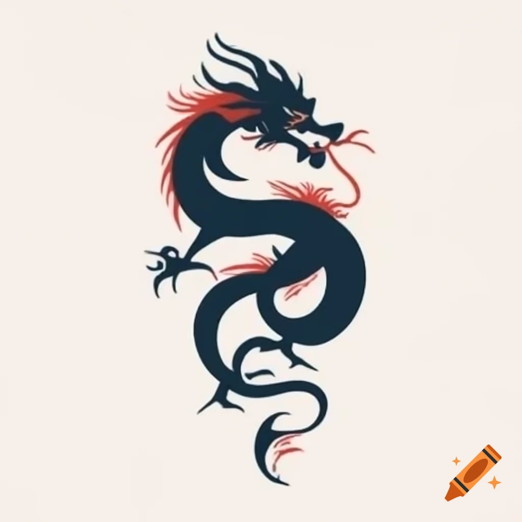 Minimalistic asian style dragon design on Craiyon