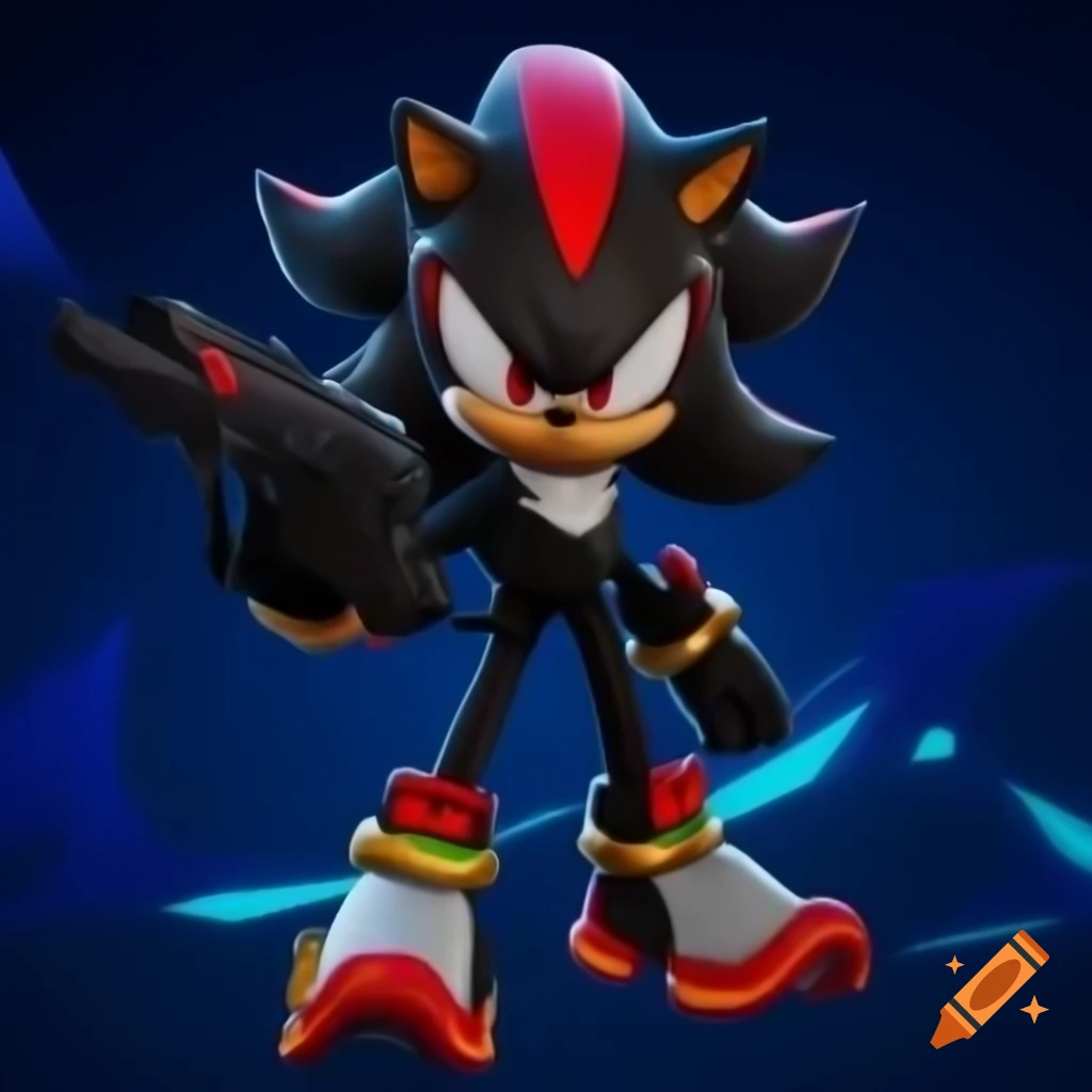 Shadow the Hedgehog character engaging with Valorant video game on Craiyon