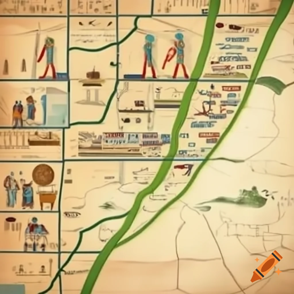 Ancient egypt maps showcasing historical landmarks and geography on Craiyon