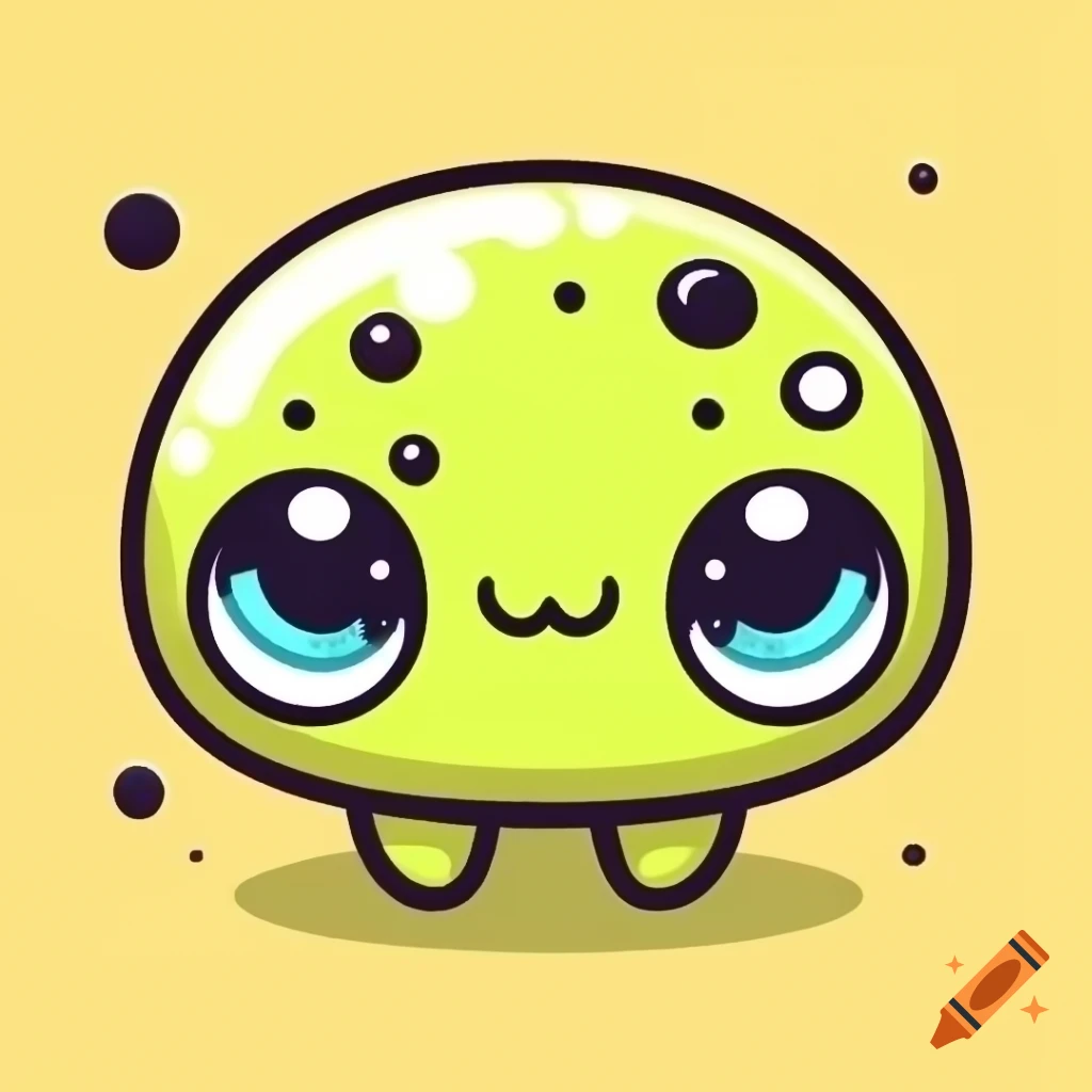 Cute yellow alien character with black dots in anime style, yellow ...