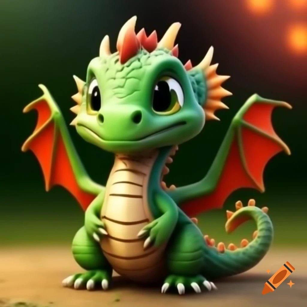 Cute cartoon dragon illustration on Craiyon