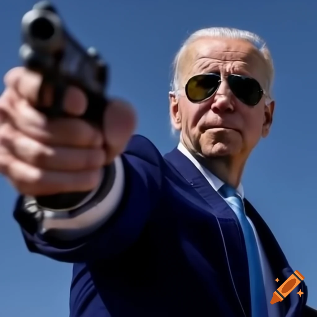 Joe biden holding a gun on Craiyon