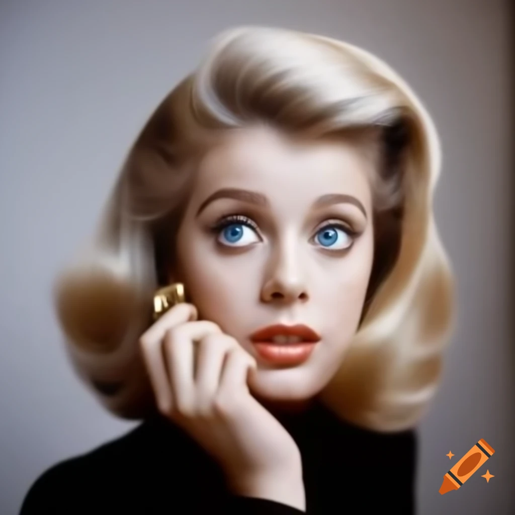 Hyper-realistic retro portrait of beautiful european actress from 1963 ...