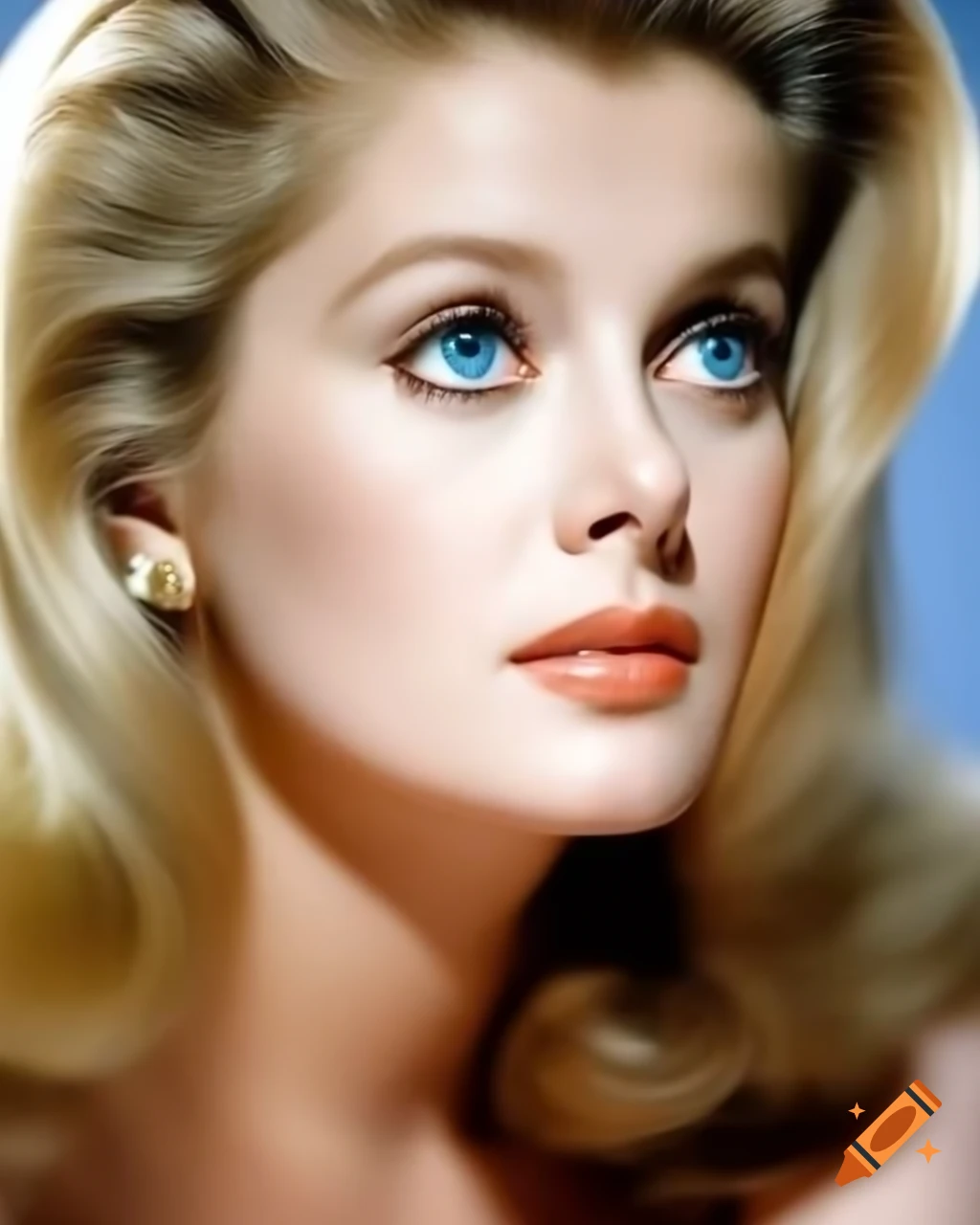 Beautiful European actress from 1963 with striking blue eyes and wavy ...