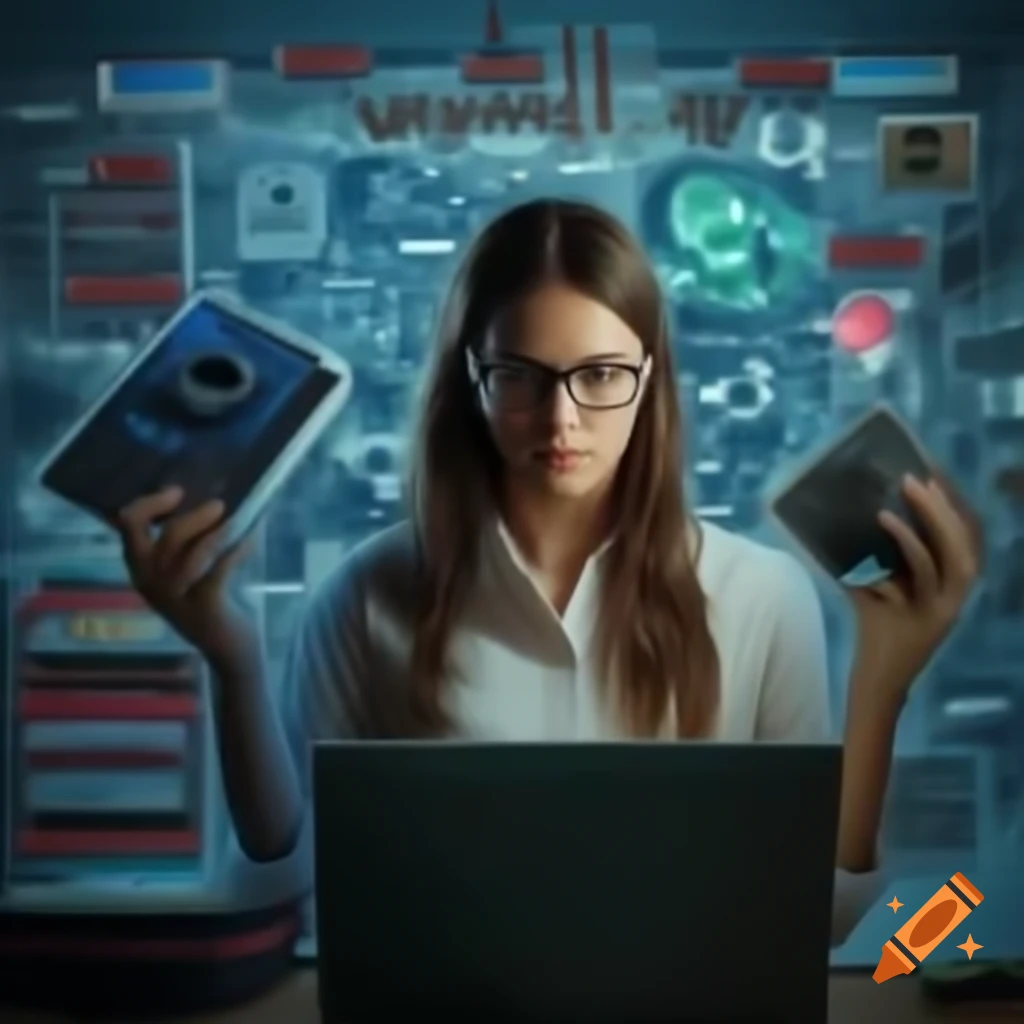 ICT teacher demonstrating PC components to students on Craiyon