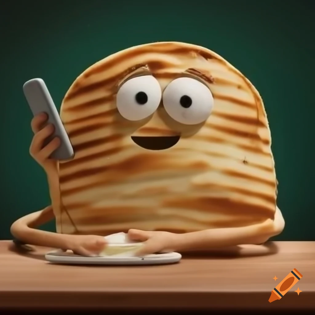 Pita bread character talking on the phone on Craiyon