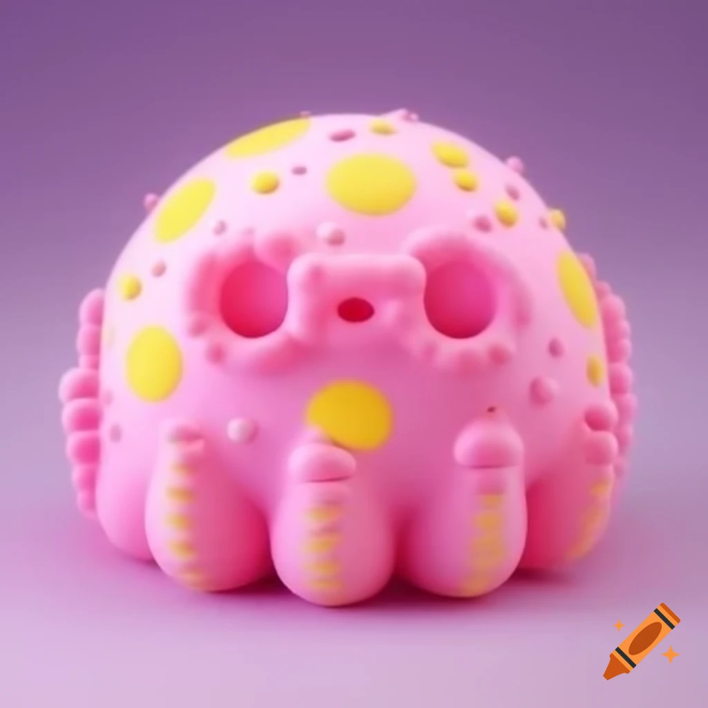 Pink blob of plasticine with tentacles and yellow spots on Craiyon