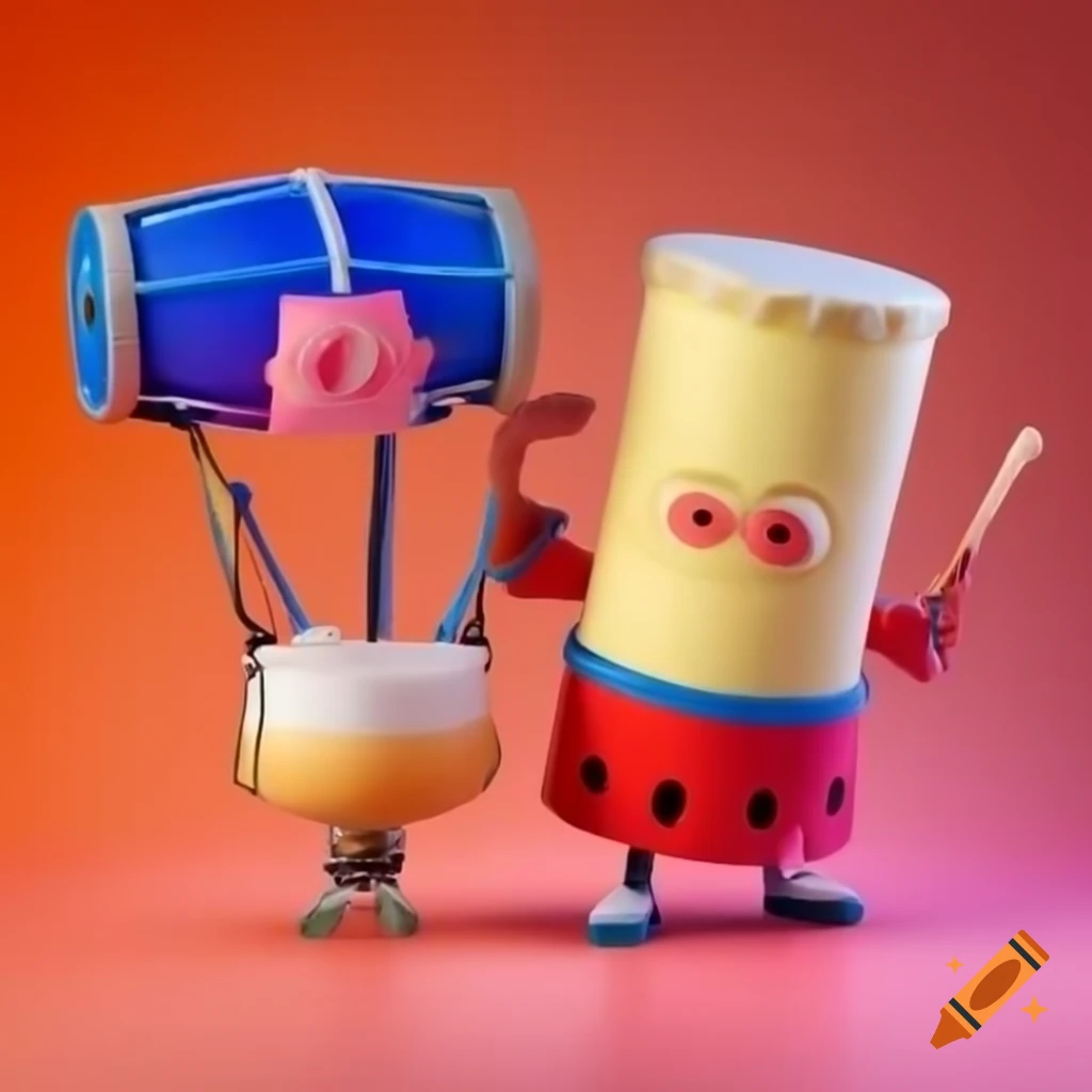 Pixar style companions themed around drumroll and eggnog on Craiyon