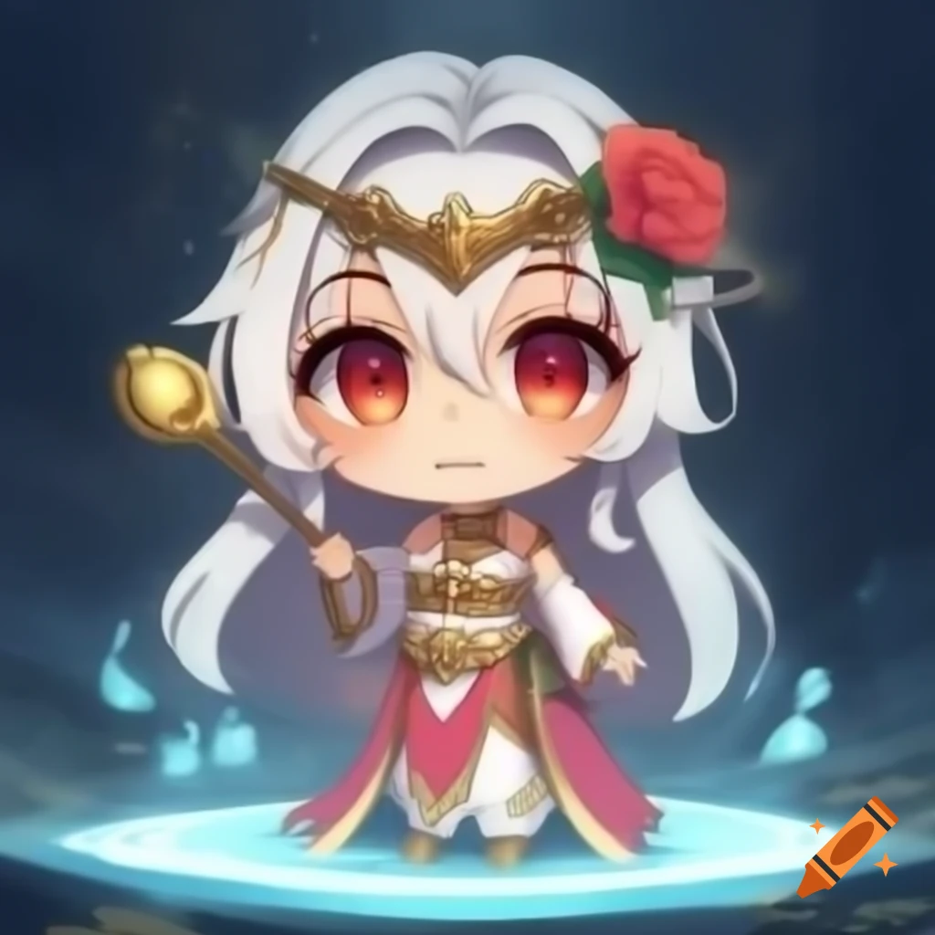 Chibi anime goddess character design on Craiyon