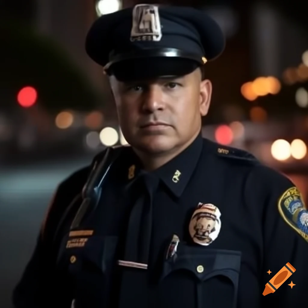 Police sergeant patrolling at night in San Francisco on Craiyon
