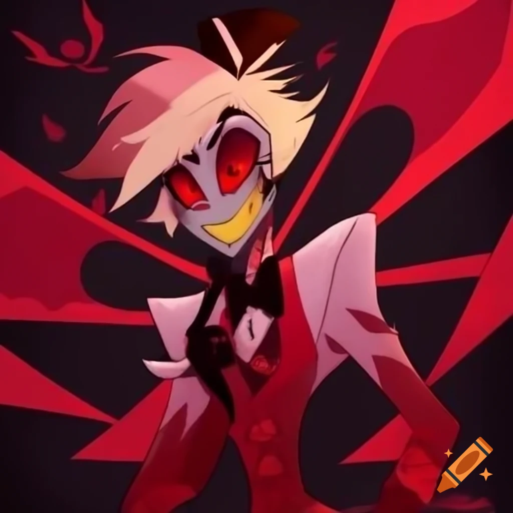 Italian male character with angel-like wings in Hazbin Hotel art style ...