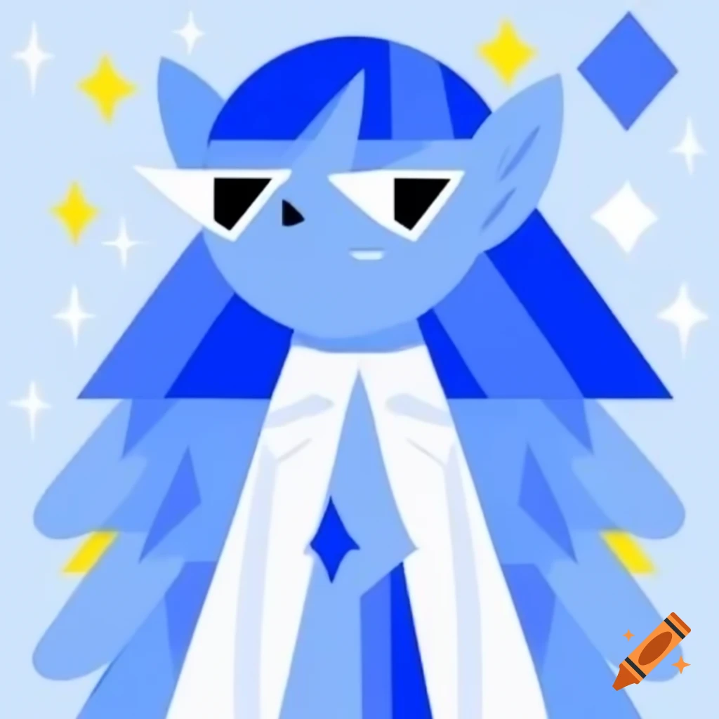 Geometry dash angel skin in blue and white colors on Craiyon