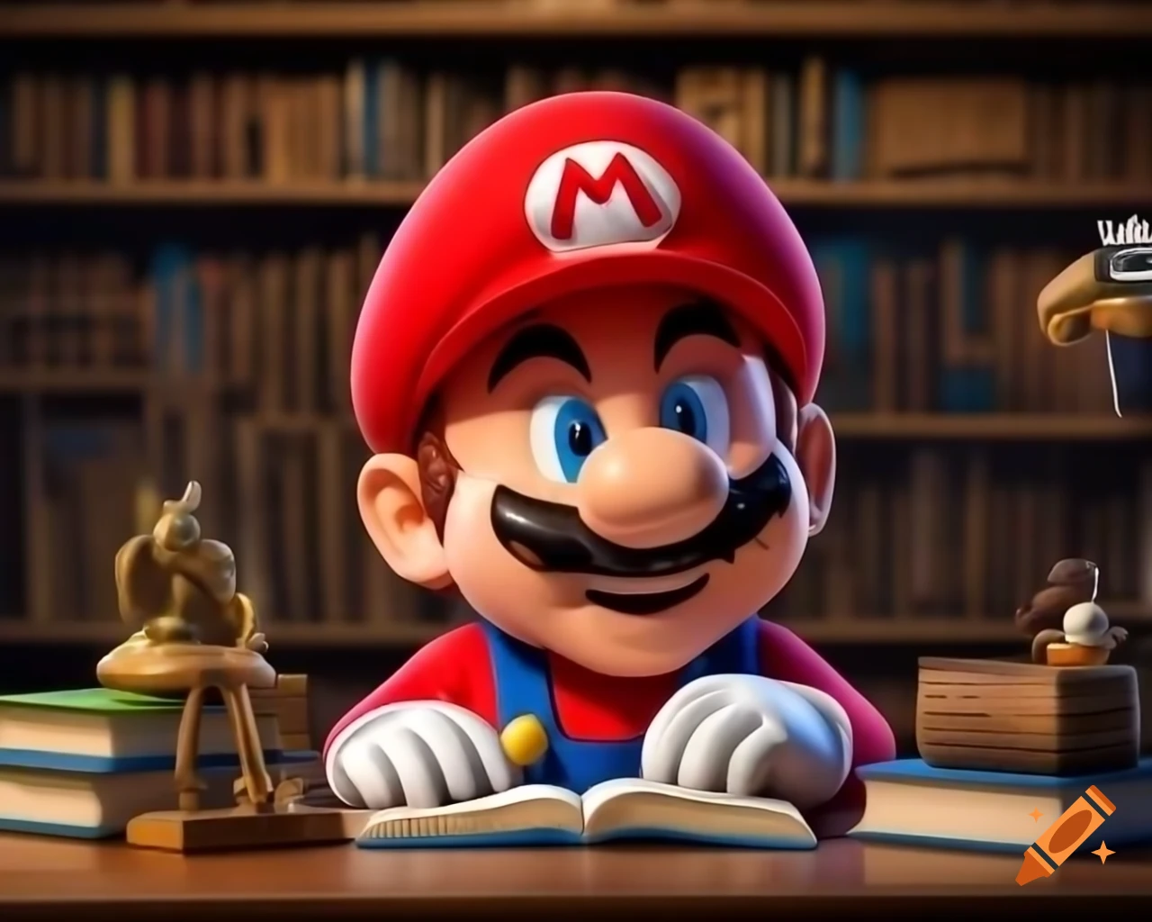 Mario Bros interacting with fans and signing books in 3D Pixar Disney ...
