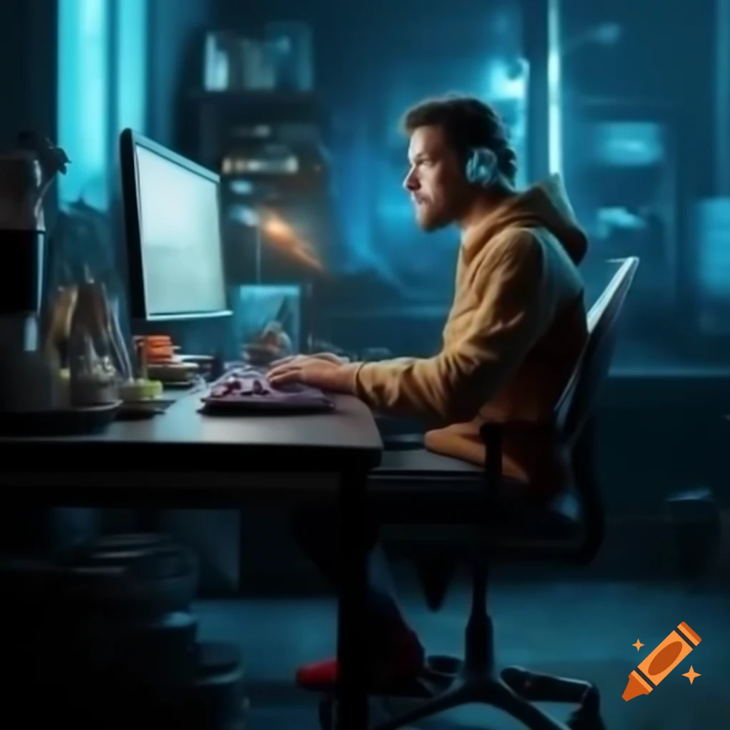 Man working at PC magically organizing dishes by pressing Shift/F7 on ...