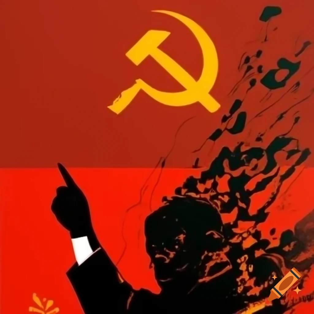 Soviet-style propaganda poster featuring engineer pointing forward in ...