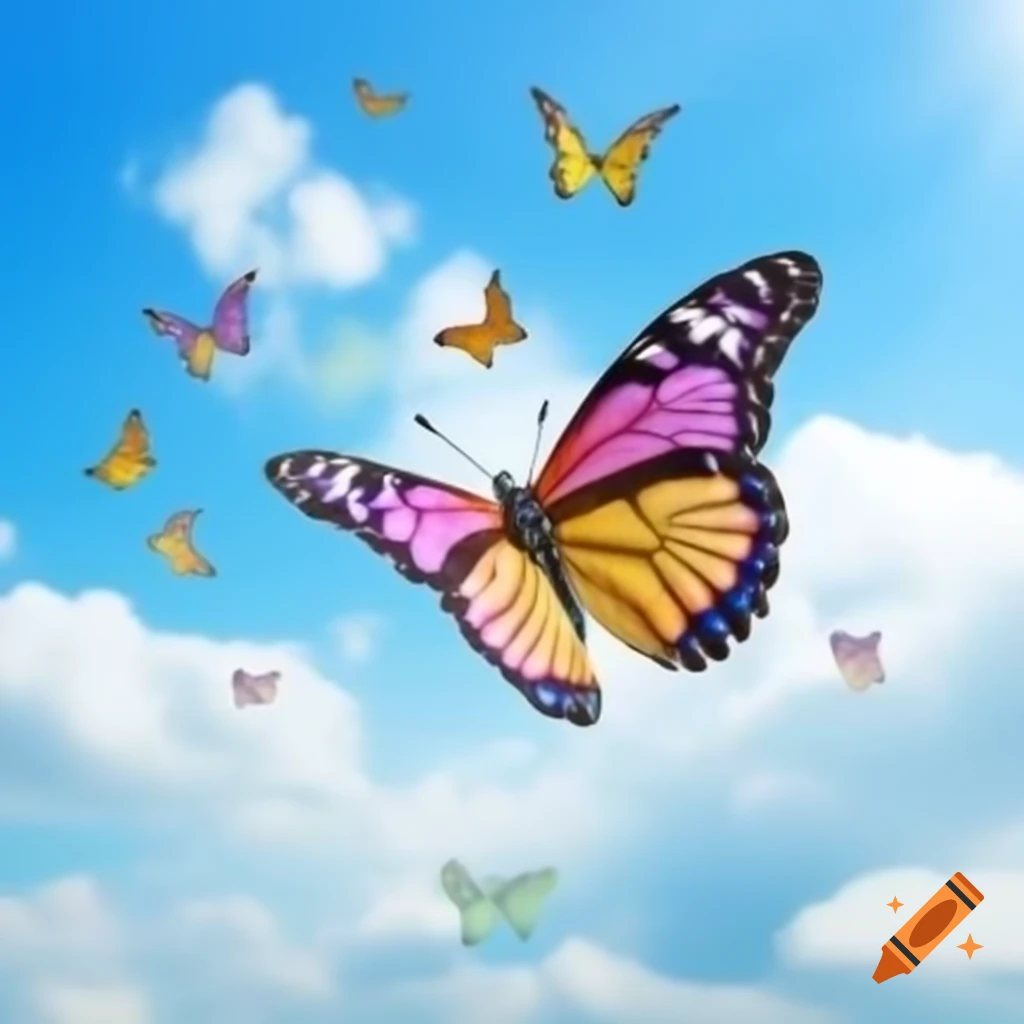 Colorful butterfly flying in the sky on Craiyon