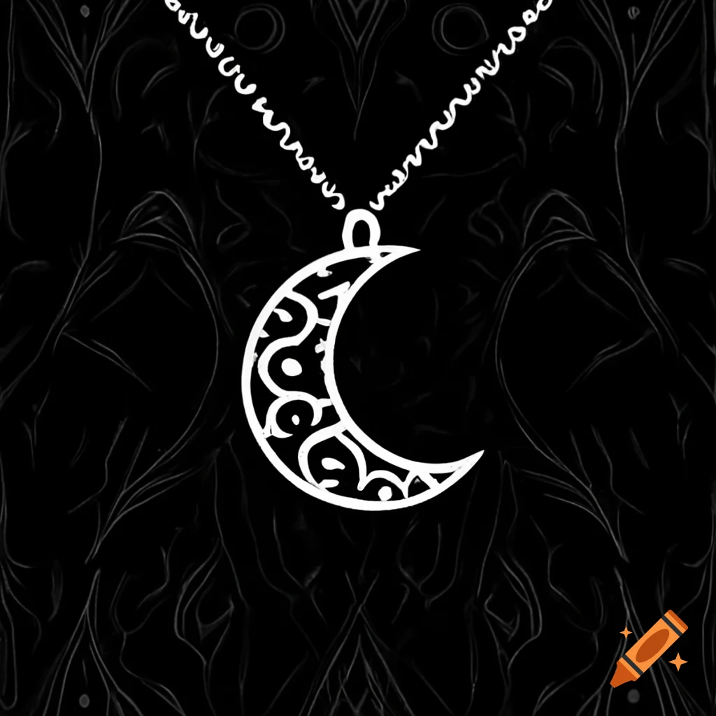 Symmetrical pattern half moon pierced pendant design on Craiyon