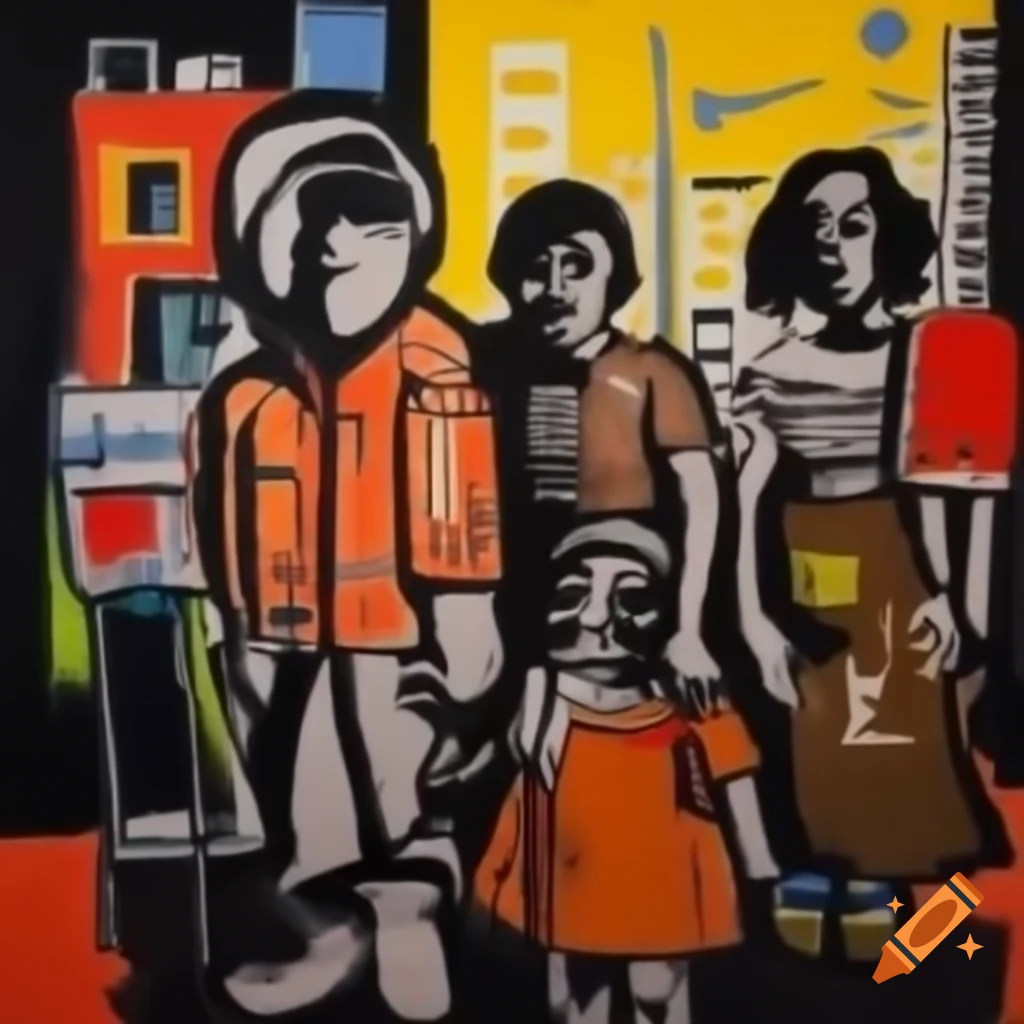 City scene painting by jean-michel basquiat on Craiyon