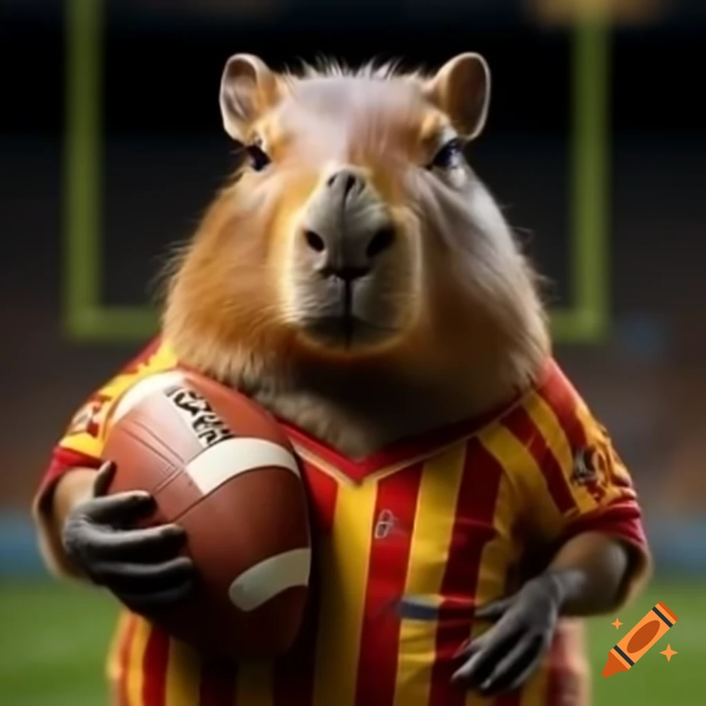 Capybara dressed in football pads on Craiyon